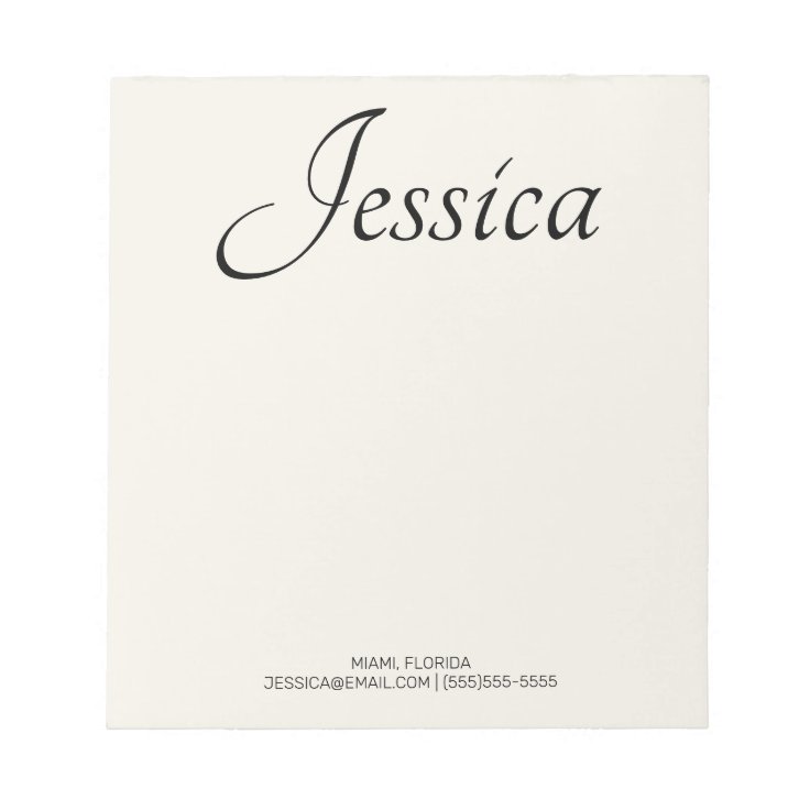 Custom Name Handwritten Script Contact Info Notepad | Zazzle