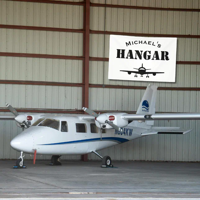 Custom Name Hangar Airplane Pilot Aviation Banner | Zazzle