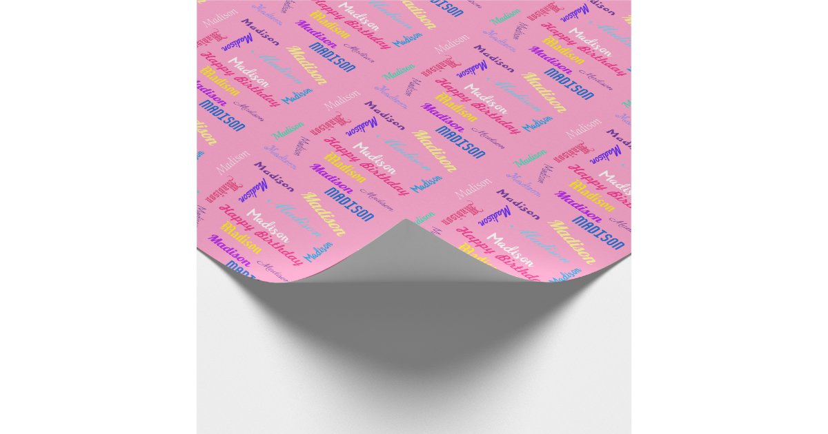 Custom NAME Happy Birthday Gift Wrapping Paper | Zazzle