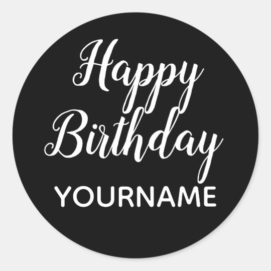 Custom NAME Happy Birthday Party Classic Round Sticker | Zazzle.com
