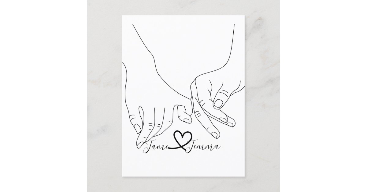 Custom name Holding hand line Postcard | Zazzle