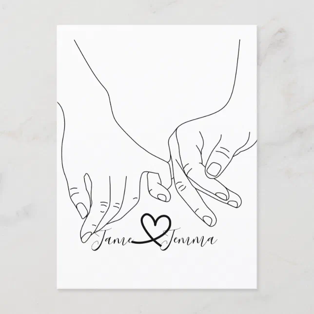 Custom name Holding hand line Postcard | Zazzle
