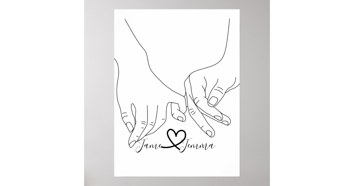 Custom name Holding hand line Poster | Zazzle