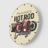 Custom NAME Hot Rod Garage Vintage Roadster Car Large Clock | Zazzle