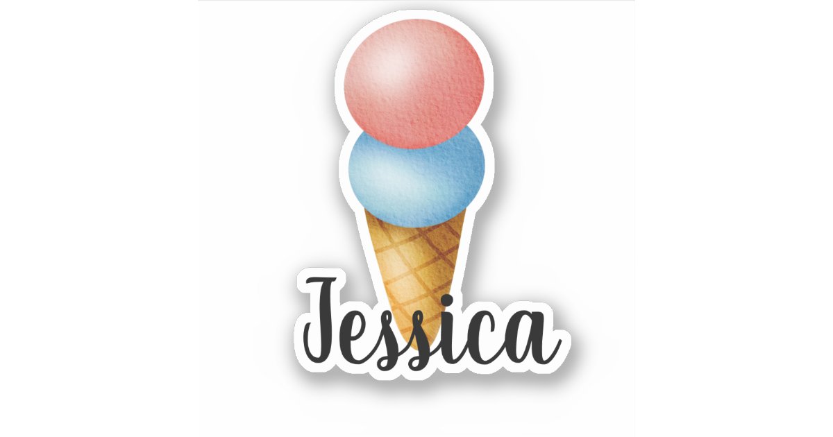 CUSTOM NAME ICE CREAM STICKER | Zazzle