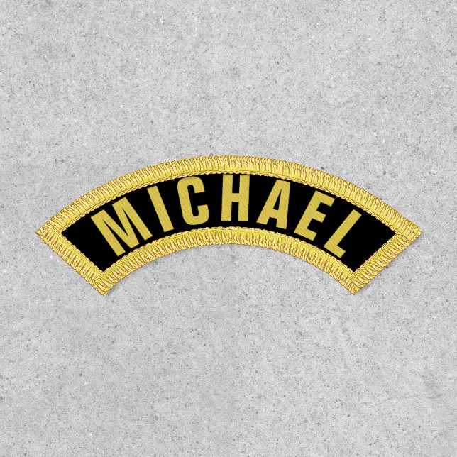 Custom Name in Black and Gold Iron-On Patch | Zazzle