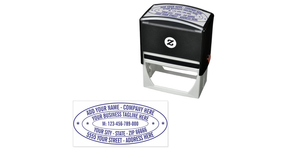 Custom Name Info Address Oval Self-inking Stamp | Zazzle