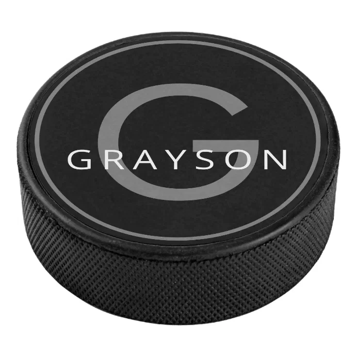 Custom Name & Initial Letter Hockey Puck | Zazzle