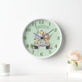 Custom Name Jungle Safari Animals Green Clock | Zazzle