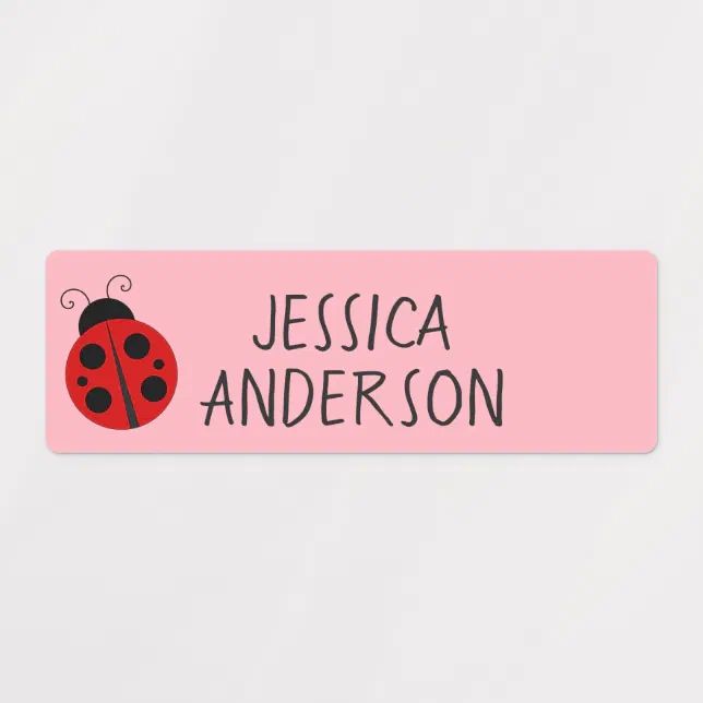 Custom Name | Ladybug on Pink Kids' Labels | Zazzle