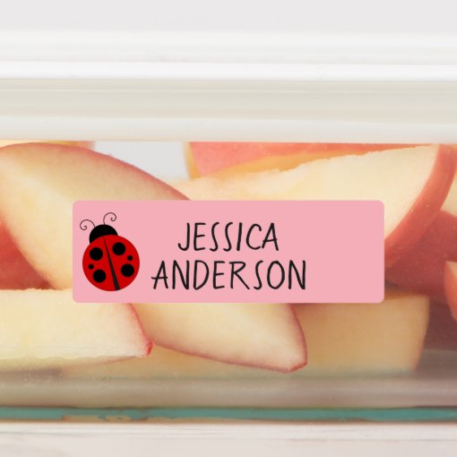 Custom Name | Ladybug on Pink Kids' Labels | Zazzle
