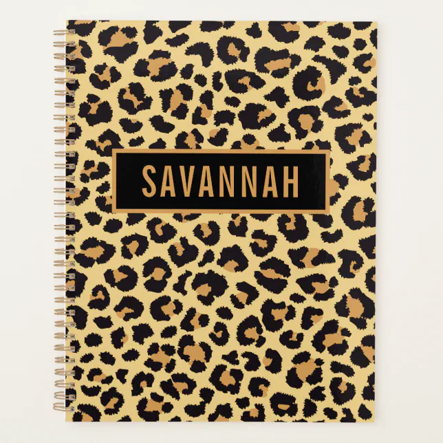 Custom Name Leopard Animal Print Pattern Classic Planner | Zazzle