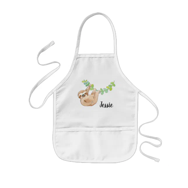 Custom Name Little Sloth Childrens Apron | Zazzle