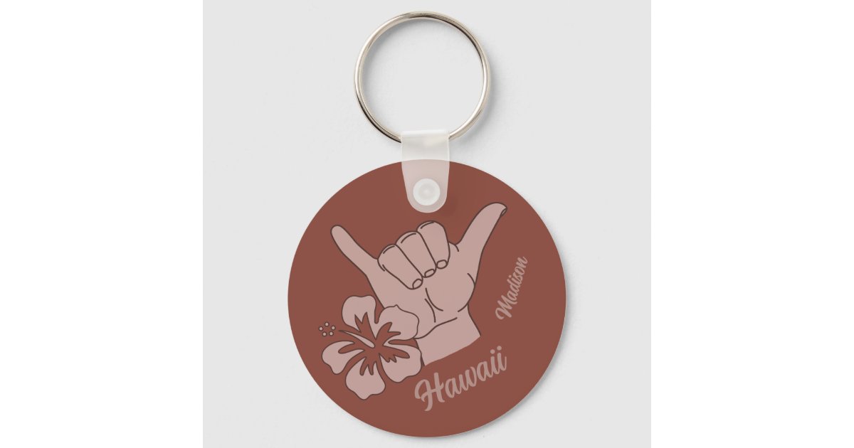Custom Name & Location Shaka Keychain | Zazzle