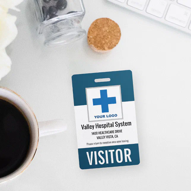 Custom Name & Logo Hospital Visitor Pass ID Badge | Zazzle