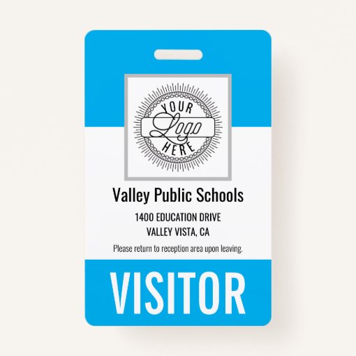 Custom Name & Logo School Campus Visitor Pass ID Badge | Zazzle