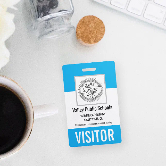Custom Name & Logo School Campus Visitor Pass ID Badge | Zazzle
