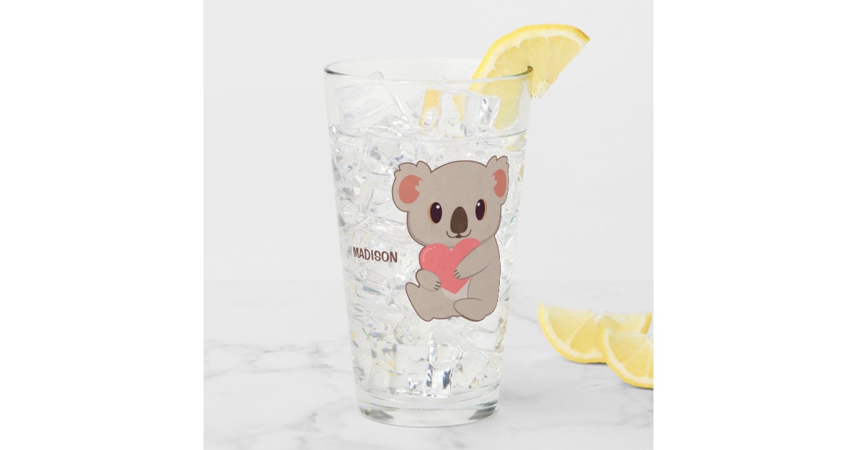 Custom Name Love Koala Glass | Zazzle