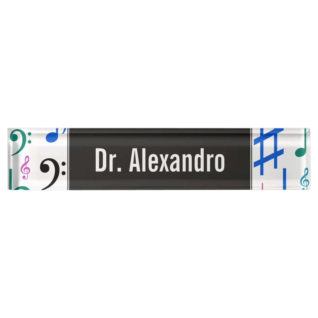 Custom Name; Many Colorful Music Notes and Symbols Name Plate | Zazzle