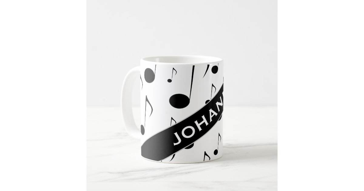 Custom Name + Many Musical Notes Pattern Mug | Zazzle