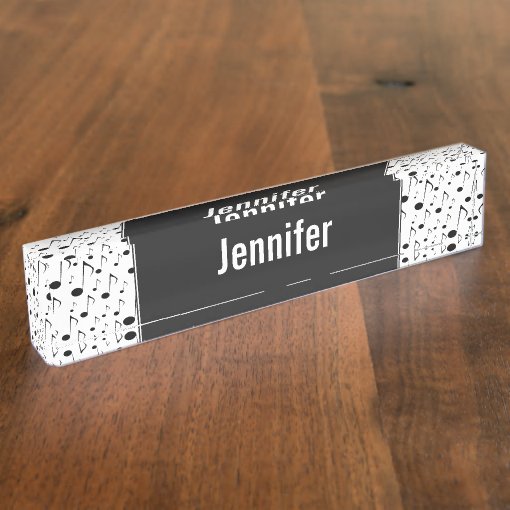 Custom Name + Many Musical Notes Pattern Name Plate | Zazzle