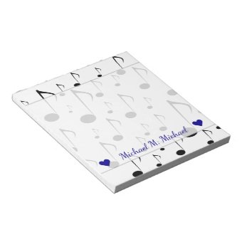Custom Name + Many Musical Notes Pattern Notepad | Zazzle