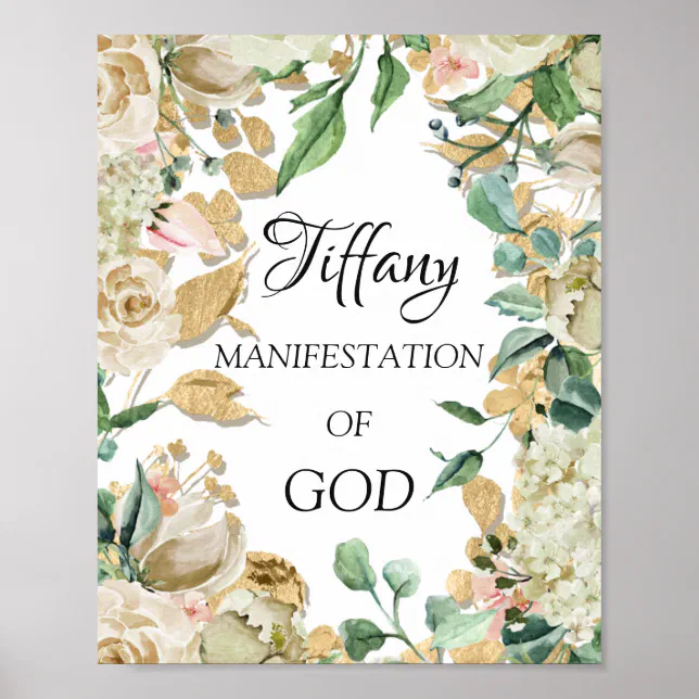 Custom Name Meaning Floral Bridal Birthday Poster | Zazzle