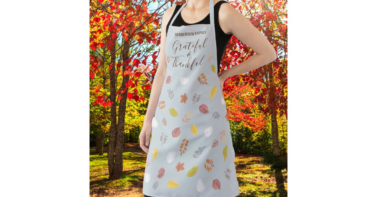 Custom Name Monogram Thanksgiving Fall Leaves Apron | Zazzle