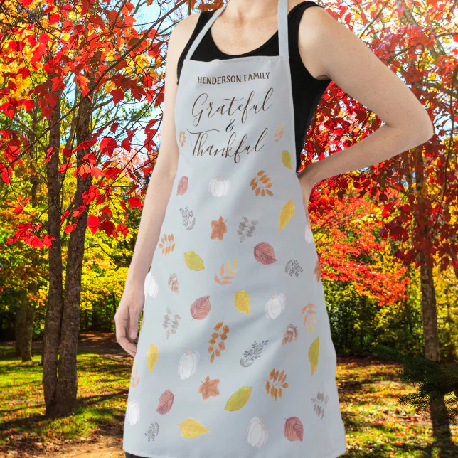 Custom Name Monogram Thanksgiving Fall Leaves Apron | Zazzle