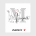 Custom Name Monogrammed Calligraphy Pink Heart Sticker | Zazzle
