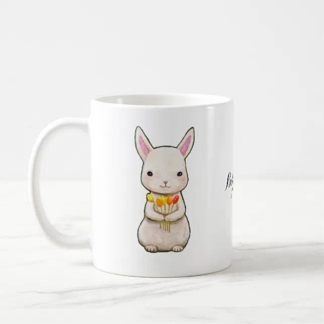 Custom Name mug with Cute Bunny Rabbit Graphic | Zazzle