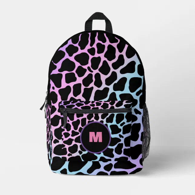 Custom Name Multicolour Animal Print Cow Spots Printed Backpack | Zazzle
