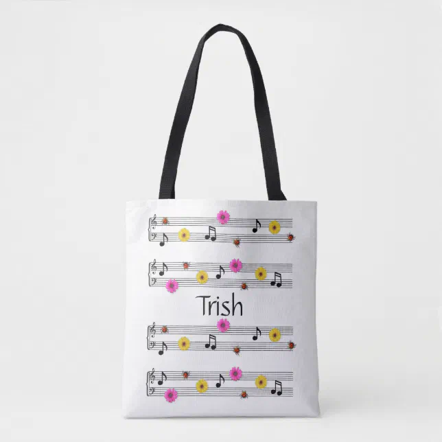 Custom Name Music Notes All Over Print Tote Bag | Zazzle