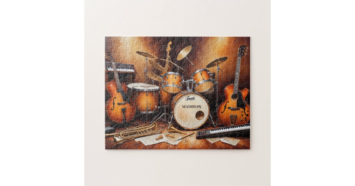 Custom Name Musical Instruments Jigsaw Puzzle | Zazzle