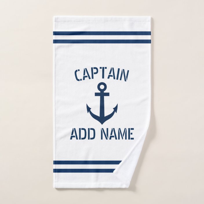 Custom name nautical ship anchor boat captain hand towel | Zazzle.com