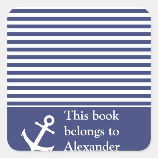 Custom Name Nautical This Book Belongs to Sticker | Zazzle.com