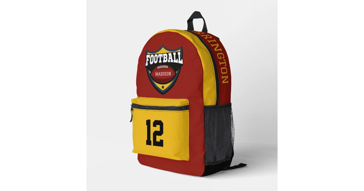 Custom Name, Number & Color Football Logo Printed Backpack | Zazzle