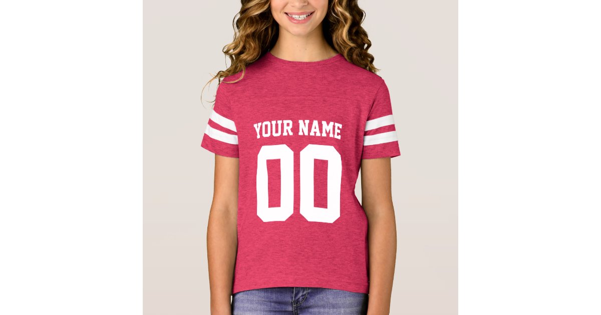 Custom Name Number Girls' Football Jersey Shirt | Zazzle.com