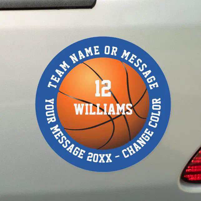 Custom Name Number Team Name Basketball Car Magnet | Zazzle