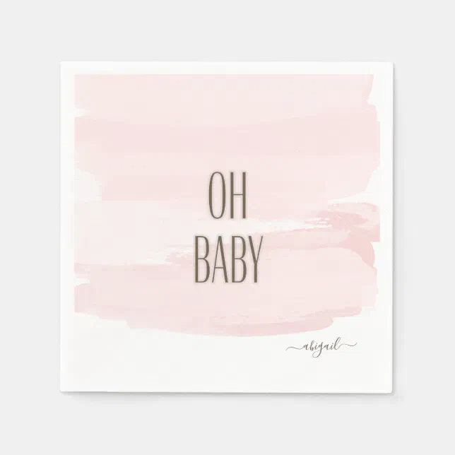 Custom Name Oh Baby Pink Splash Baby Shower Napkins | Zazzle