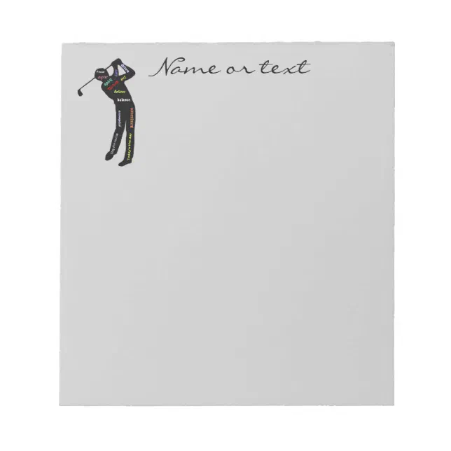 Custom Name or Text Golf, Sport Motivational Words Notepad | Zazzle