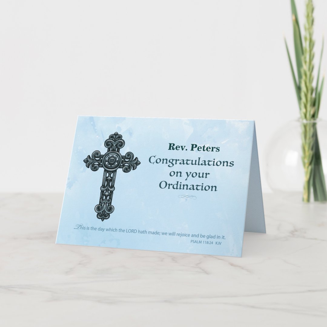 Custom Name Ordination Priest, Ornate Cross Card | Zazzle