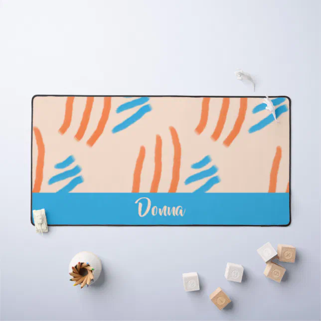Custom name paint strokes patterned desk mat | Zazzle