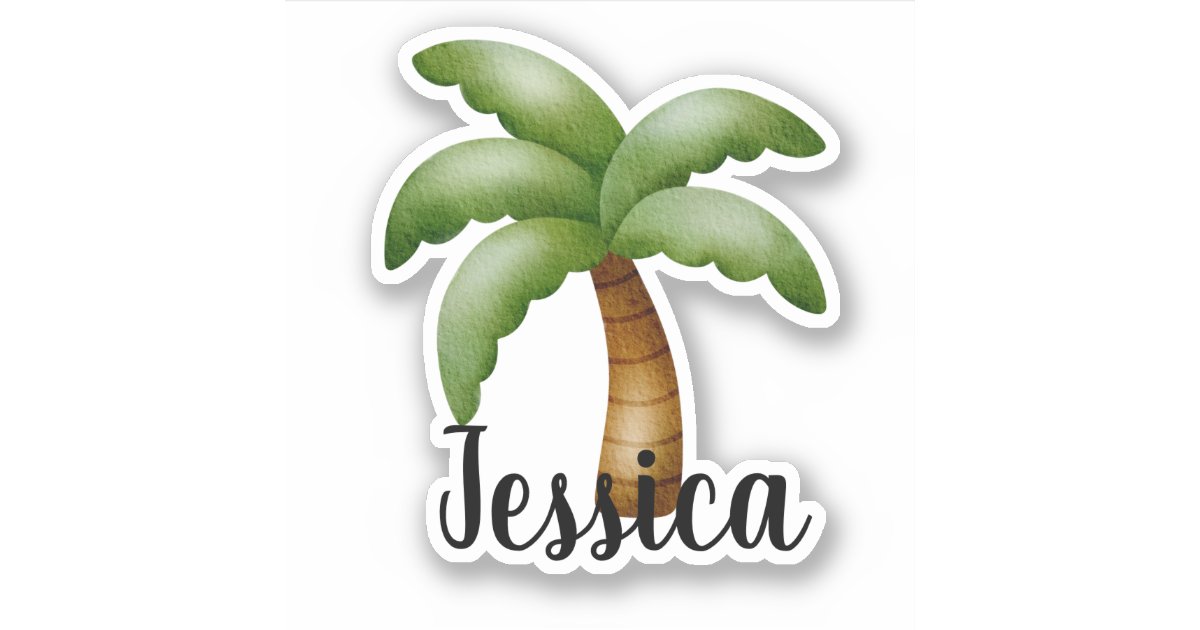 CUSTOM NAME PALM TREE STICKER | Zazzle