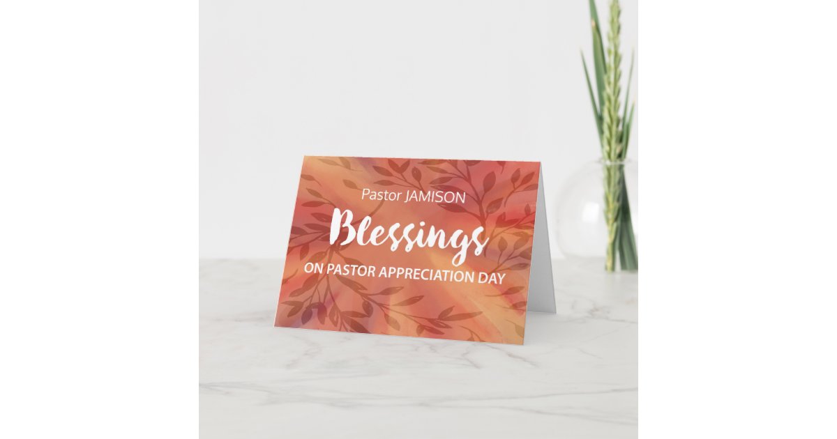 Custom Name Pastor Appreciation Day Blessings Card | Zazzle