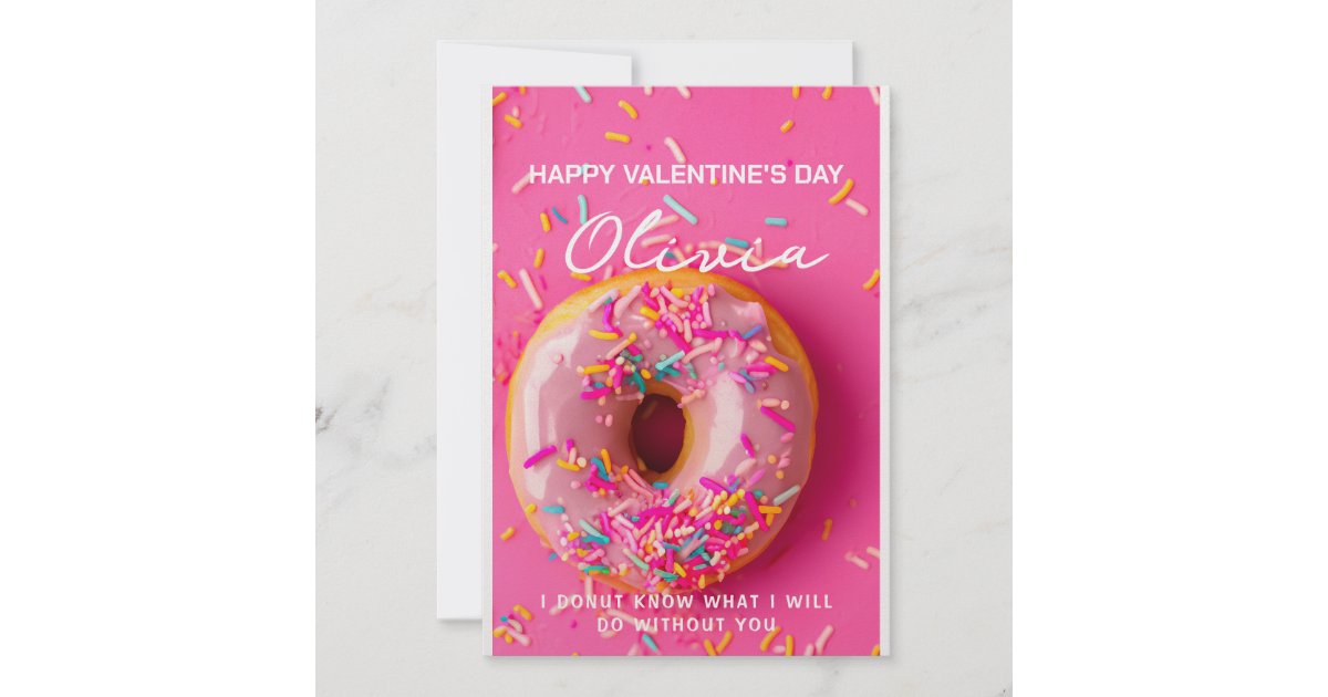 Custom Name Personalized Donut Valentines Day Card | Zazzle