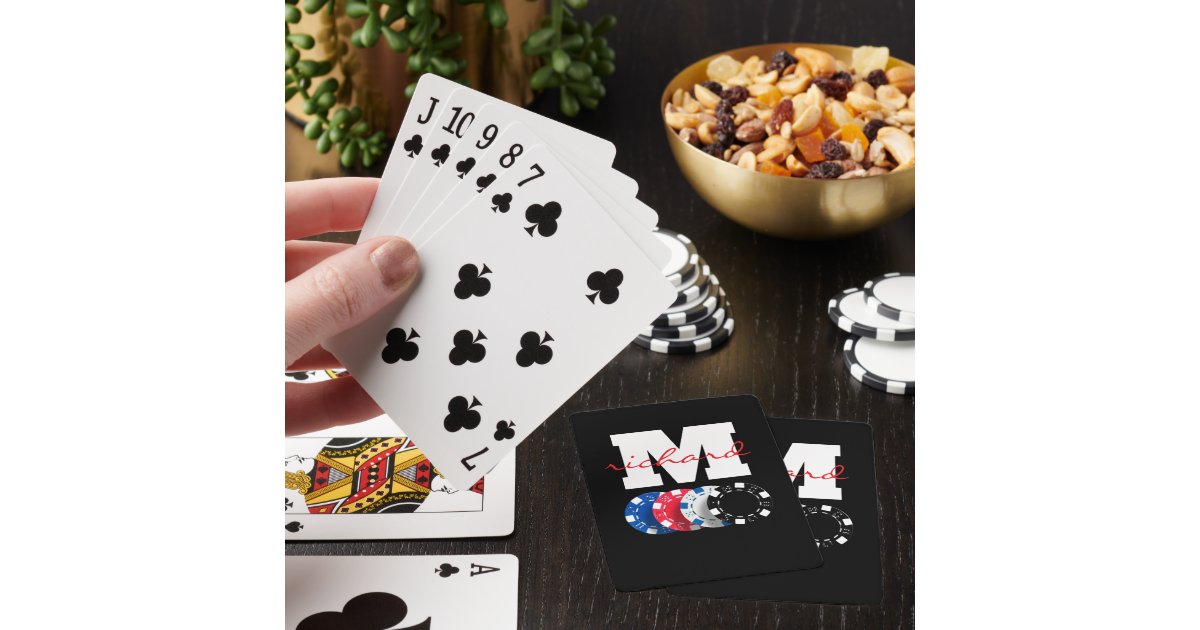 Custom Name Personalized Monogram Poker Cards | Zazzle