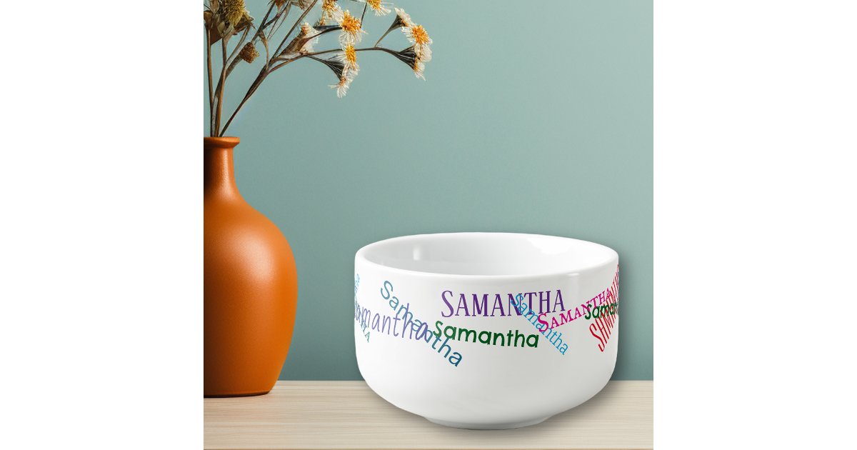 Custom Name Personalized Pattern Repeating Soup Mug | Zazzle