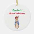 Custom Name Peter the Rabbit First Christmas Ceramic Ornament | Zazzle