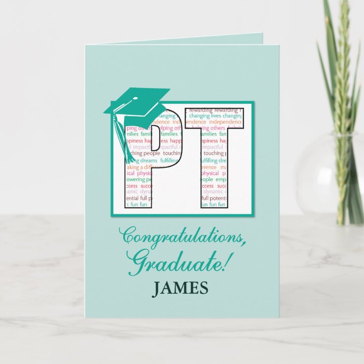Custom Name Physical Therapy Graduation Congratul Card | Zazzle